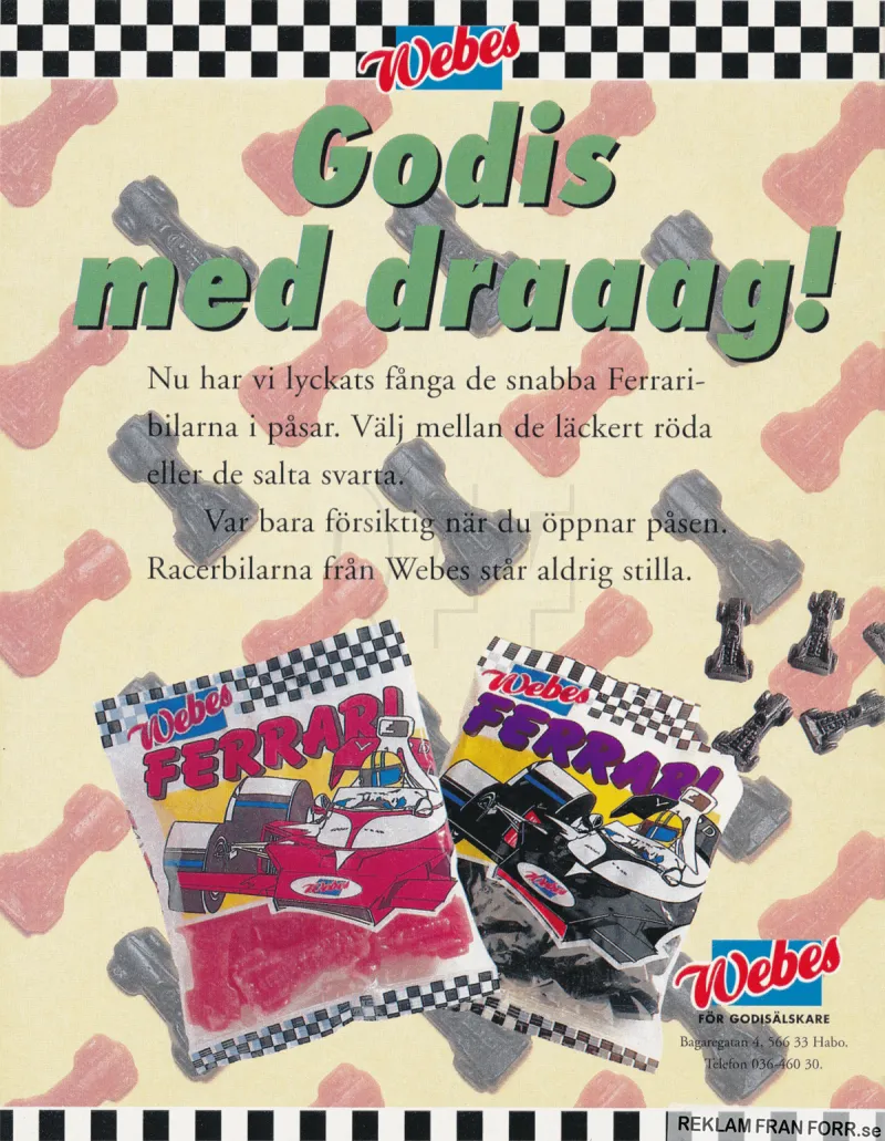 Ferraribilar - Godis med drag | Serietidningsreklam.se